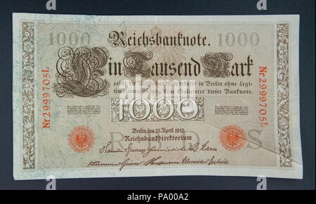 money / finance, banknotes, Germany, 1000 Mark, Reichsbank, Berlin ...