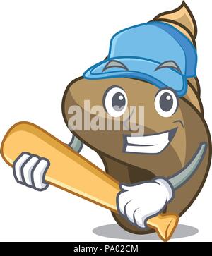 Playing baseball mollusk shell character cartoon Stock Vector Image ...