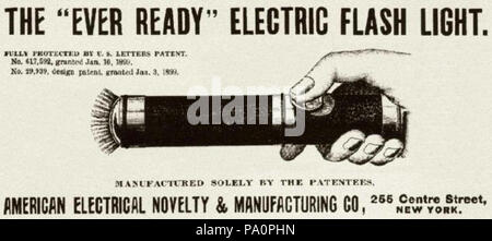 Ever Ready Flashlight Ad 1899 Stock Photo - Alamy
