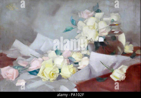 Park Stuart - Pink and Yellow Roses - British School - 19th Century ...