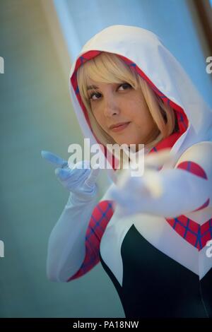 Cosplayer Erin from Chula Vista as Spider Gwen at the Comic-Con, an ...