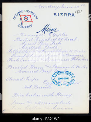 BREAKFAST (held by) OCEANIC STEAMSHIP CO. VENTURA (at) EN ROUTE (SS ...