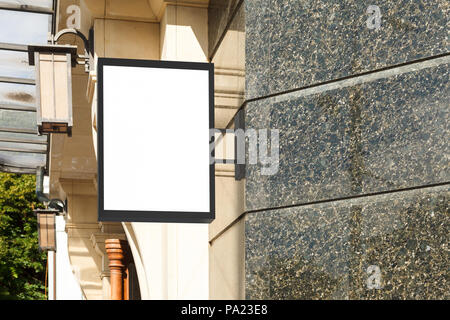 Blank vertical singboard on the granite column Stock Photo - Alamy