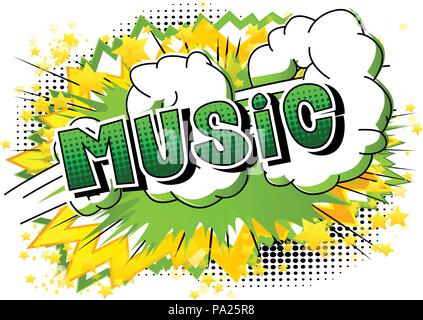 Music - Comic book style word on abstract background Stock Vector Image ...
