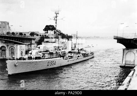 The Nave Aviere, a ship of the Italian Navy, is depicted in this 1973 ...