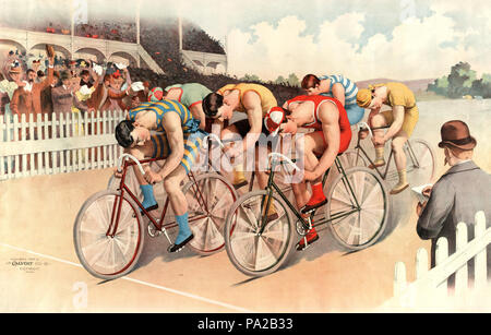 Bicycle race scene, 1895 Stock Photo - Alamy