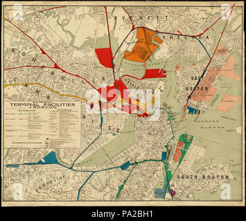 1899 Map showing the terminal facilities of Boston Stock Photo - Alamy