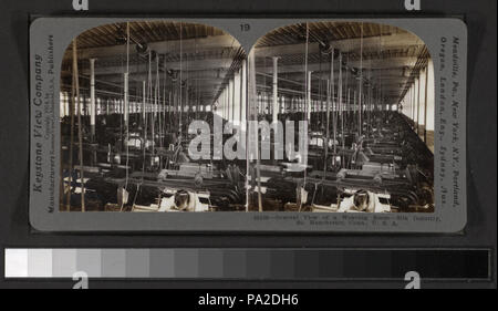 699 General view of a weaving room. Silk industry, South Manchester ...