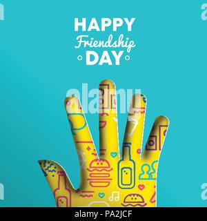 Friendship day vector illustration with text and elements for ...