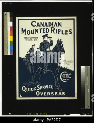 A recruitment poster for the Canadian Mounted Rifles, featuring an ...