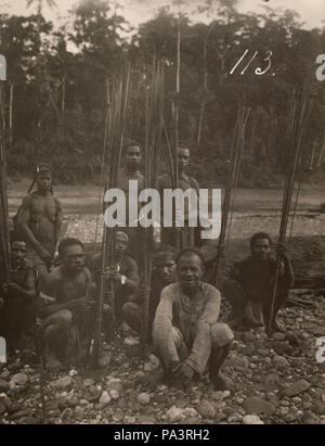 108 Group portrait of Papuan men from the Kumamba Islands, on board o ...