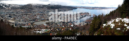 Bergen Winter Aerial Panoramic View from Mount Floyen Viewpoint. Bergen ...