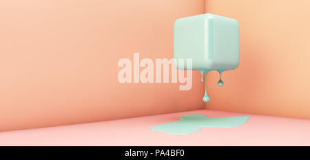 melting cube 3d rendering Stock Photo - Alamy