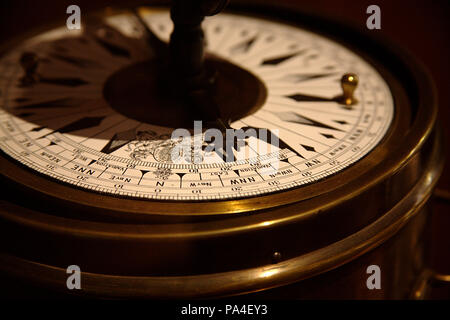 Close up of nautical marine magnetic compass on yacht or boat Stock ...