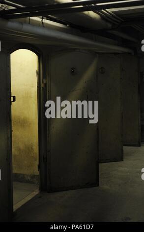 External door of cell in old medieval prison of Partheney France August ...