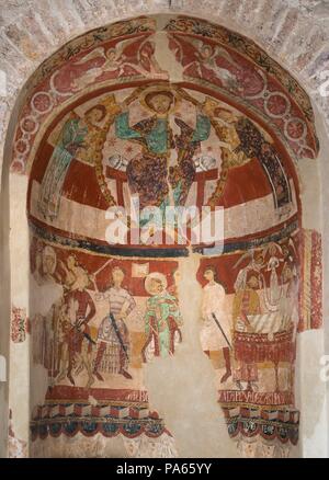 Glorification of Santo Tomás, X century, mural painting of the abside ...