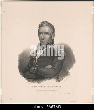 A portrait of General William Henry Harrison, displayed in a popular ...
