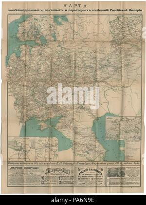 Map of Roads, Railroads and Inland Waterways of the Russian Empire ...