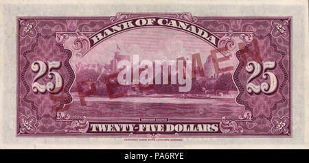 The reverse of the 1935 Canadian $5 banknote features its design ...