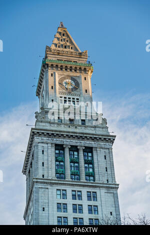 The clock tower of the Custom House, downtown Boston, Massachusetts ...