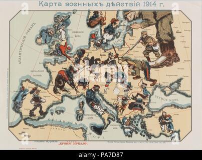 WWI, Satirical War Map of Europe, 1914 Stock Photo - Alamy