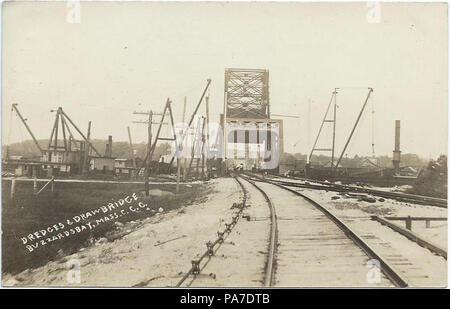 Buzzards Bay drawbridge and Cape Cod Canal dredges postcard Stock Photo ...