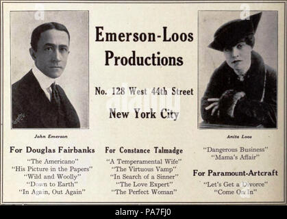 Emerson Loo Productions Dec 1920 EH Stock Photo - Alamy