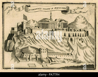 The 1688 illustration 'Acropoli visto a Mezzodi' by Vincenzo Coronelli ...