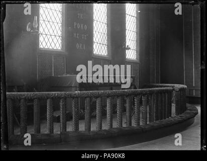 125 Interior view of Rangiatea Church, showing the Maori designs on the ...