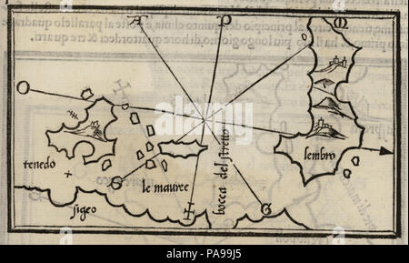 Map of Gökçeada (Imbros) and Bozcaada (Tenedos) islands - Bordone ...