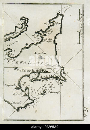 Map of part of Cephalonia, charting the bay and port of Argostoli and ...