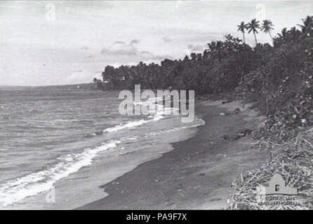 Historical photograph of the Rabaul invasion beach in 1946, showing ...