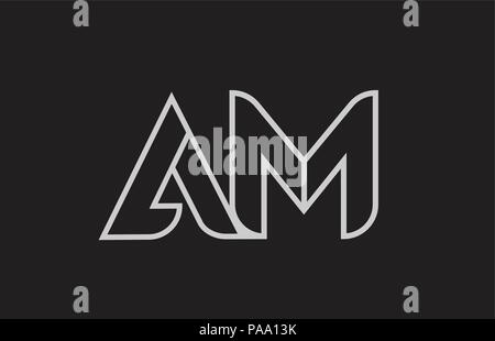 combination letter am a m alphabet logo icon design with gold silver ...