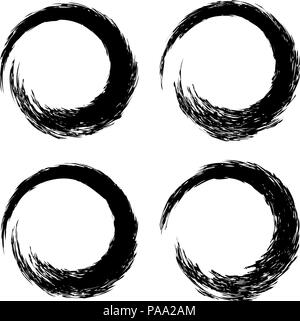 Set of circle brush stroke backgrounds isolated on white background ...