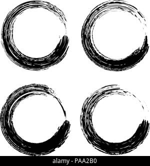 Set of circle brush stroke backgrounds isolated on white background ...