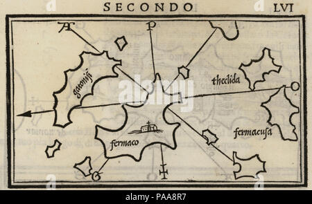 Map of Agathonisi and Farmakonisi Bordone Benedetto 1547 Stock Photo ...