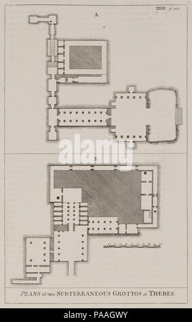 Plans of two subterraneous Grottos at Thebes Pococke Richard 1743 Stock ...
