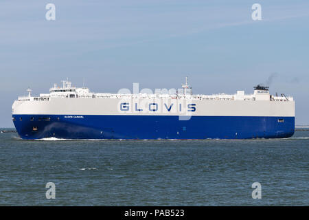 a glovis car carrier ship in the solent leaving the port of southampton ...