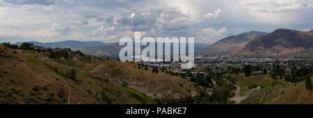 Aerial view of Kamloops City during a cloudy summer day. Located in ...