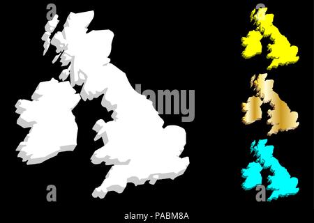 3d isometric map of British Isles region, isolated with shadow vector illustration Stock Vector ...