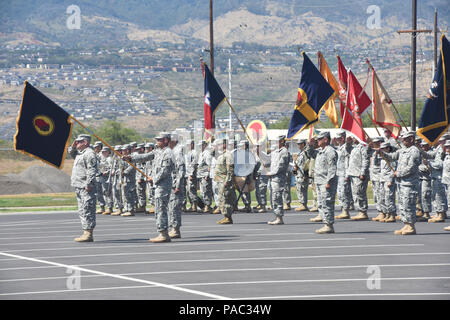 Soldiers of the 29th Infantry Brigade Combat Team stand in formation ...