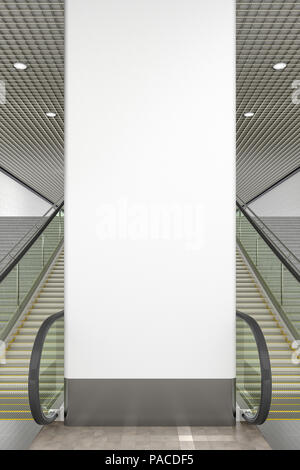 Blank pillar or wall for advertising poster mockup. Indoor or ...