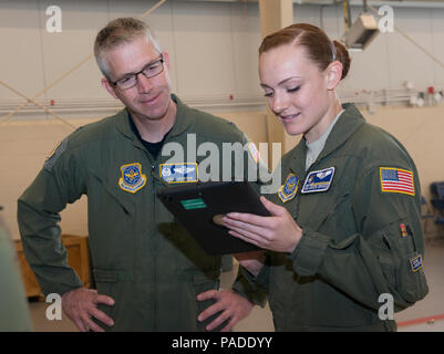 Senior Airman Krista Briggs,a KC-10 in-flight refueling operatior for ...