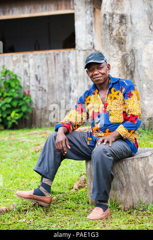 GABON - MARCH 6, 2013: Unidentified Gabonese homeless man sleeps on a ...