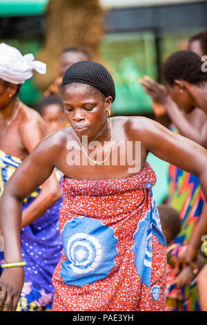 KARA, TOGO - MAR 9, 2013: Unidentified Togolese woman in a traditional ...