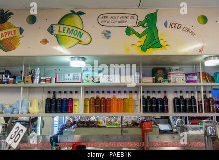 interior of a 1950's milk bar in the city of Broken Hill, New South ...