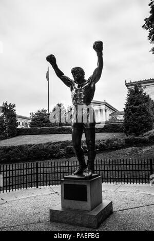 The bronze statue of Sylvester Stallone as Rocky Balboa outside the ...