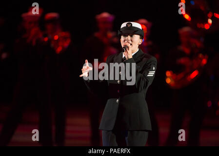 NORFOLK (April 29, 2017) Seaman Amanda Thompson, sings "Can't Stop the ...