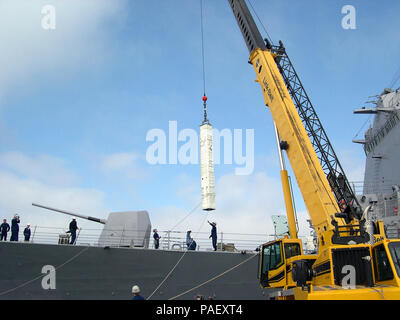 An evolved sea sparrow missile (ESSM) launches from one of USS Gerald R ...