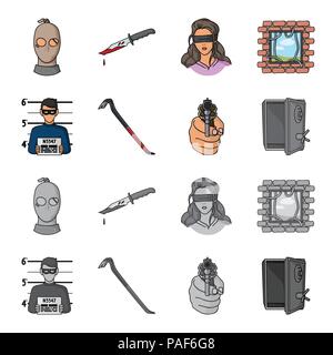 Photo of criminal, scrap, open safe, directional gun.Crime set ...